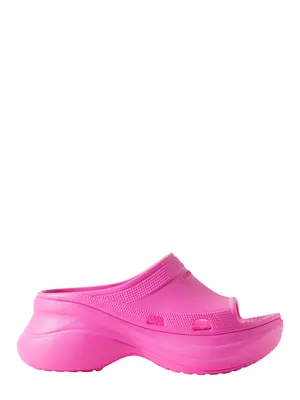 Balenciaga Crocs Pool Perforated Rubber Slides - Pink