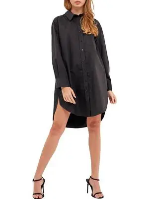 English Factory English Factory Classic Collared Shirtdress Black