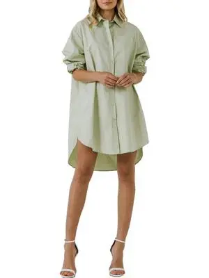 English Factory English Factory Classic Collared Shirtdress Pistachio