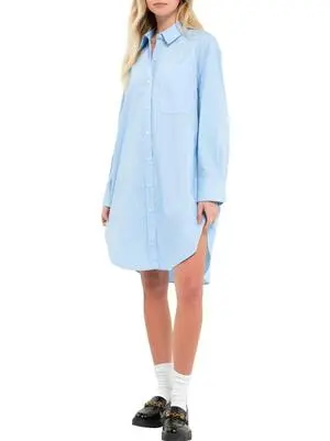 English Factory English Factory Classic Collared Shirtdress Powder Blue