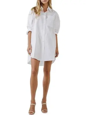 English Factory English Factory Classic Collared Shirtdress White