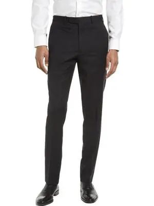 Jb Britches Flat Front Stretch Wool Trousers - Black