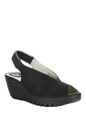 Fly London Yeay Peep Toe Sandal - Black Cupido