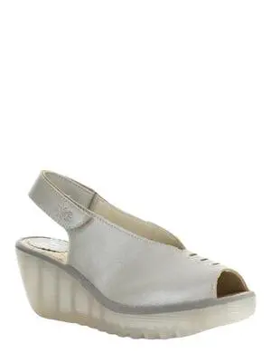 Fly London Fly London Yeay Peep Toe Sandal Silver Borgogna
