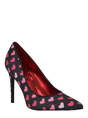 Nine West Nine West Pointed-Toe Pump Black With Pink Hearts