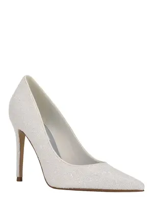 Nine West Nine West Pointed-Toe Pump White Glitter