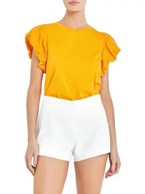 English Factory Puff Sleeve Crewneck Shirt - Orange