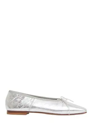 MANSUR GAVRIEL Square Toe Ballerina - Crinkled Silver
