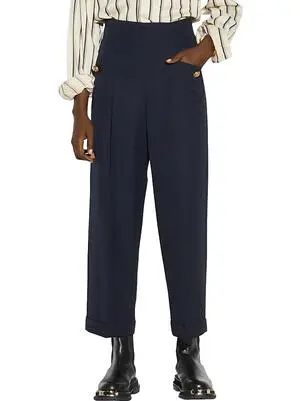 Sandro Sieny Wide Leg Trousers - Navy Blue