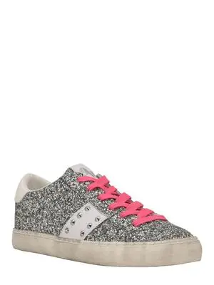 Nine West Sneaks Studded Sneakers - Silver Glitter/white
