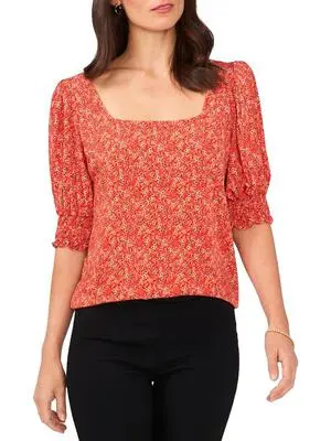Chaus Floral Knit Top - Red