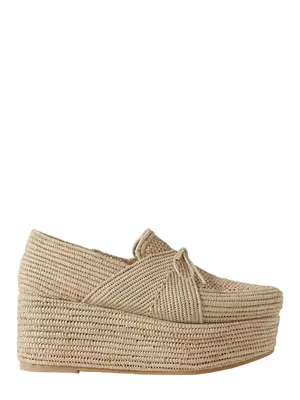 Gabriela Hearst Clergerie Diamond Raffia Platform Brogues - Neutrals
