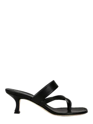 Manolo Blahnik Susa 50 Leather Sandal - Black