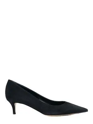 Marion Parke Classic Suede Kitten Heel Pumps - Black