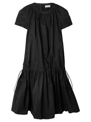 Moncler Pleated Taffeta Mini Dress - Black