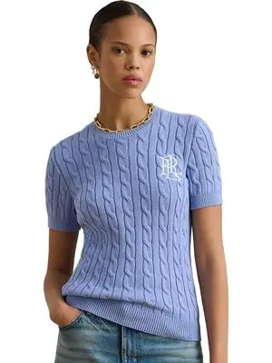 Ralph Lauren Cable-knit Cotton Short-sleeve Sweater - Banker Blue