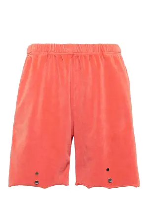 LES TIEN Snap Front Velour Shorts - Orange