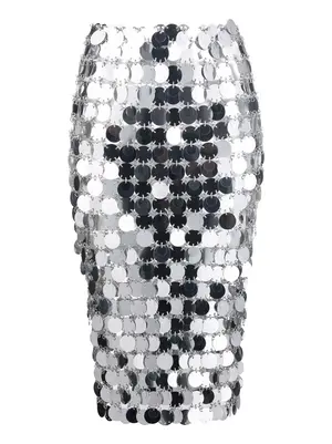 Rabanne Mirror-effect Sequin Midi Skirt - Grey