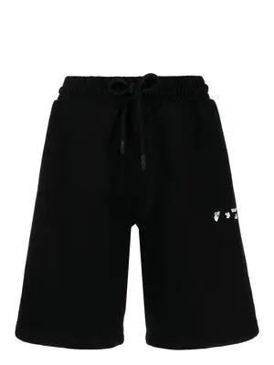 Off-White Track Shorts With Swimming Print - Black
