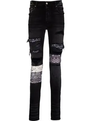 Amiri Bandana Print Skinny Jeans - Black