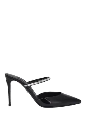 Dolce & Gabbana 90mm Embellished Patent Leather Mules - Black