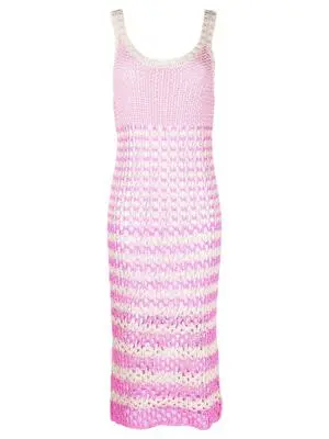 Red Valentino Striped Crochet Knit Dress - Neutrals