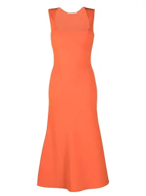 Stella McCartney Square-neck Flared Dress - Orange
