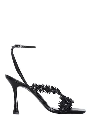 By Far Poppy 95mm Floral-appliqué Sandals - Black
