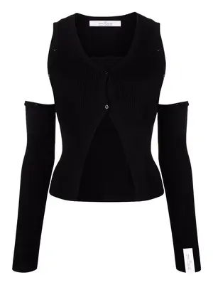 Rokh Cut-out Cardigan - Black