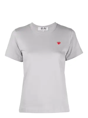 Play Comme Des Garcon Embroidered-logo T-shirt - Grey