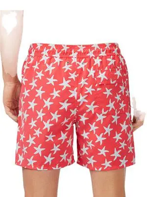TOM & TEDDY Starfish Print Swim Trunks - Rose/blue