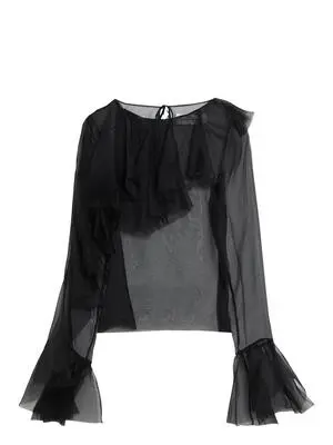 MARQUES' ALMEIDA Ruffled Silk-organza Blouse - Black