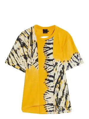 Proenza Schouler Cutout Tie-dyed Cotton-blend Jersey T-shirt - Marigold