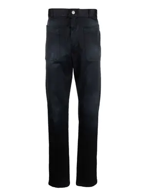 DIESEL® Slim-cut Trousers With Embroidered Logo - Blue
