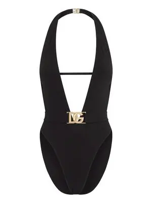 Dolce & Gabbana Plunge-neck One-piece Swimsuit - Black