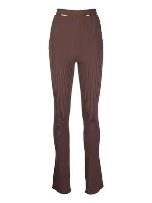 ANDREĀDAMO Ribbed-knit Flared Trousers - Brown