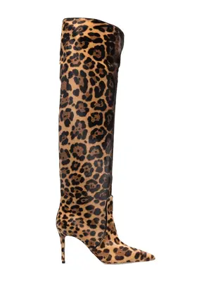 SCAROSSO X Brian Atwood Carra Leopard-print Boots - Brown