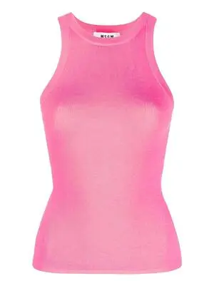 MSGM Ribbed-knit Sleeveless Top - Pink