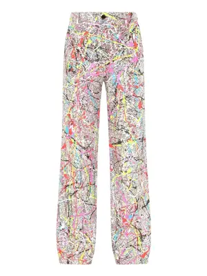 Dolce & Gabbana Paint Splatter Wide Leg Trousers - Silver