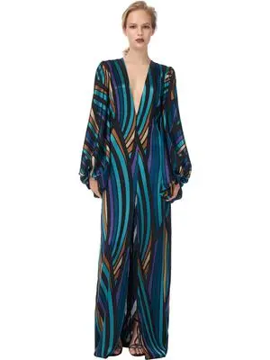 Costarellos Willow Printed Satin Gown - Multi