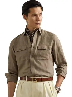 Ralph Lauren Silk-linen Shirt Taupe
