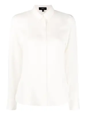 THEORY Theory Long-Sleeve Silk Shirt