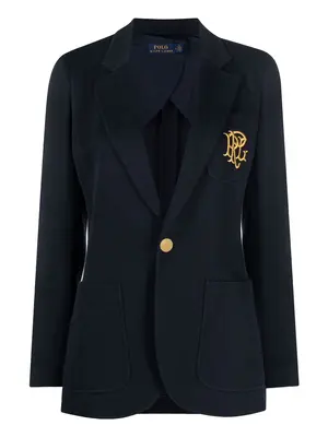 Polo Ralph Lauren Embroidered-monogram Double-knit Blazer - Blue