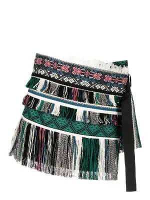 Sacai Fringed Asymmetric Shorts - Multicolour