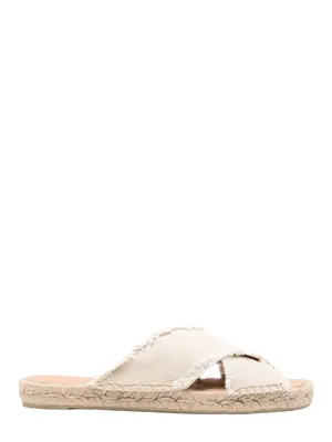 CastaÑer Crossover Strap Flat Espadrilles - White