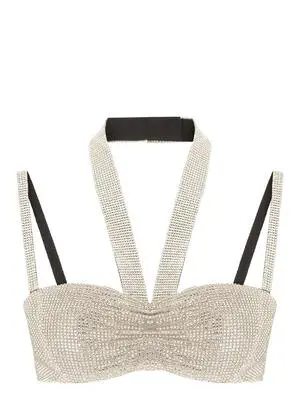 Dolce & Gabbana Crystal Mesh Bandeau Top - Silver