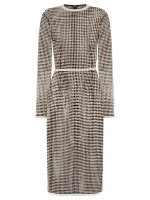 Dolce & Gabbana Rhinestone-embellished Mesh Mini Dress - Grey