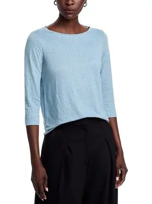 Majestic Filatures Majestic Filatures Boat Neck Three-Quarter Sleeve Top Ocean