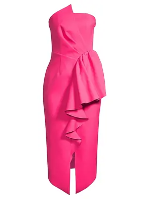 ELLIATT Reception Ruffled Cocktail Dress Fuchsia