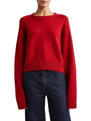 Loulou De Saison Bruzzi Oversized Wool & Cashmere Sweater Burgundy